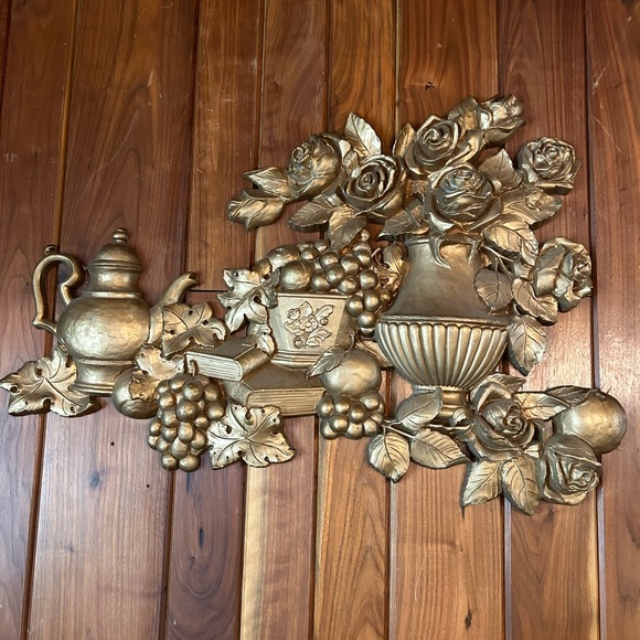 Homco | Wall Decor | Vintage Homco 7284 Gold Wall Decor Fruit Hollywood ...